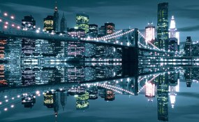 Fototapeta - New York Bridge v noci (254x184 cm)