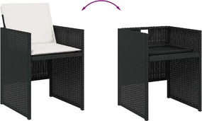 13dílný zahradní jídelní set s poduškami černý polyratan 3277805