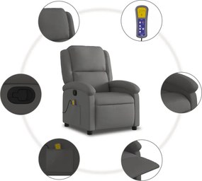 Masážní křeslo s polohovacím mechanismem, šedé, pravá kůže 3205473