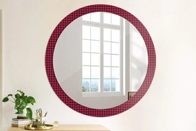 Kulaté dekorativní zrcadlo Červená mřížka fi 100 cm