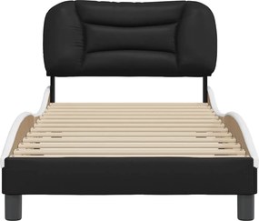 Rám postele bez matrace Hvar černý a bílý 90 x 190 cm umělá kůže 3207972