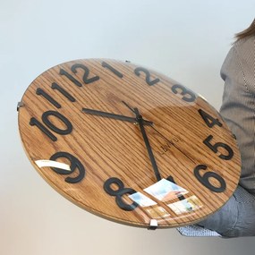 Stylové dřevěné hodiny s vypouklým sklem LAVVU NORD Black Oak LCT1060