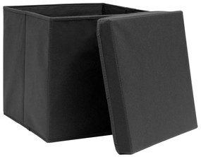 Úložné boxy s víky 10 ks 28 x 28 x 28 cm černé - Default Title