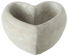 Šedý antik cementový květináč ve tvaru srdce Heart - 16*17*8 cm