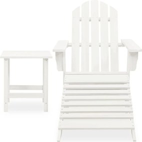 Zahradní židle Adirondack podnožka a stůl masivní jedle bílá 315929