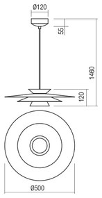 Redo 01-3001 závěsné LED svítidlo Fargo zlaté/černé, 16,5W, 3000K, ø50cm