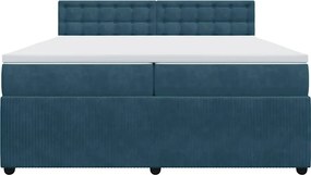 Box spring postel s matrací modrá 200 x 200 cm samet 3287846