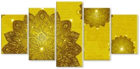 Malvis ® Pětidílný obraz Zlatá mandala Velikost (šířka x výška): 100x50 cm