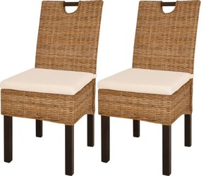 vidaXL Jídelní židle 2 ks ratan kubu a mangovníkové dřevo [243639]