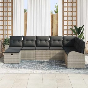 Set pohovek 8 ks Světle šedá polyratan 3359131