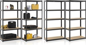 Juskys Sada kovových regálů Basic 180 × 90 × 40 cm Barva: šedá, Velikost sady: 4 ks