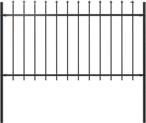 vidaXL Zahradní plot Woerden s kopím nahoře ocelový 170 x 100 cm [144925] Barva: Černá
