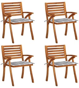Zahradní židle s poduškami 4 ks masivní akáciové dřevo,  3075188