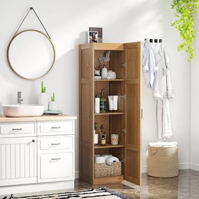 Costway 150 cm vysoká úložná skříň volně stojící 4patrová podlahová – přírodní