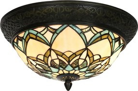Béžovo-hnědá stropní lampa Tiffany Delafosse - Ø 37*19 cm E14/ 2*40W