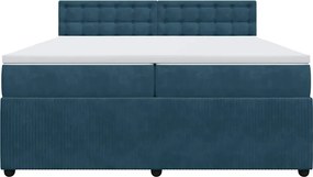 Box spring postel s matrací modrá 200 x 200 cm samet 3290146