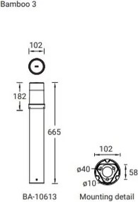 LGM BA-10613-O-30-01 Venkovní sloupkové svítidlo BAMBOO 3 černé 3000K 15W 474lm IP65 RAL9011 kryt opal vč.A107091(zemní držák) - LIGMAN