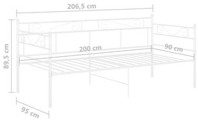 vidaXL Rám postele/pohovky bílý kovový 90 x 200 cm