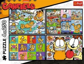 TREFL Puzzle Garfield nemá rád pondělí / 4x250 dílků / 33,9 x 23,9 cm