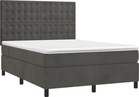 Box spring postel s matrací tmavě šedá 140x200 cm samet 3143266