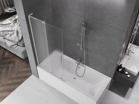 Mexen Velar L, 2-křídlová posuvná vanová zástěna 90 x 150 cm, 8mm sklo námraza, broušená ocel, 896-090-003-31-97