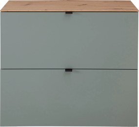 XXXLutz VYKLÁPĚCÍ BOTNÍK, šalvějově zelená, dub artisan, 100/84/37 cm Voleo - Výklopné botníky - 002737045501