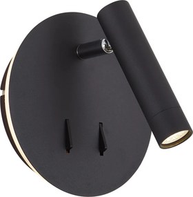 Moderní černá nástěnná lampa vč. LED s USB-C - Croft
