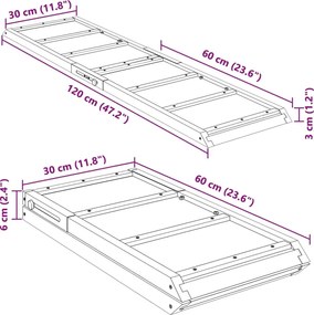 vidaXL Rampa pro psy 120 x 30 cm masivní jedlové dřevo [172419] Barva: Šedá