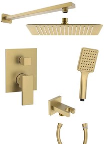 Sapho Sapho, CUBEMIX podomítkový sprchový set s pákovou baterií, 2 výstupy, vyústění, zlato mat, CM042GB-01