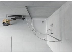 Mexen Rio, čtvrtkruhový sprchový kout s posuvnými dveřmi 80 x 80 cm, 5mm čiré sklo, chromový profil + bílá sprchová vanička, 863-080-080-01-00-4110