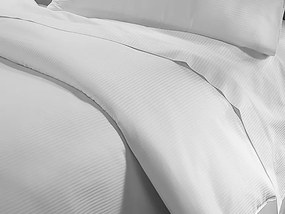 TextilCentrum.cz Damaškové hotelové povlečení, proužek 8 mm, bílé, hotelový uzávěr, 140x200cm + 70x90cm