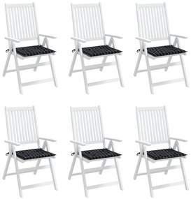 Podušky na zahradní židli 6 ks černé kárované 50x50x3 cm textil - Default Title
