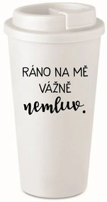 RÁNO NA MĚ VÁŽNĚ NEMLUV. - bílý termohrnek 475 ml