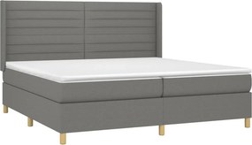 Box spring postel s matrací a LED tmavě šedá 200x200 cm textil 3138982