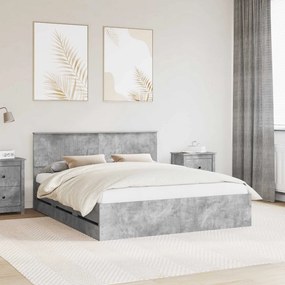 Rám postele s čelo Betonově šedá 160 x 200 cm Inženýrské dřevo 3410689