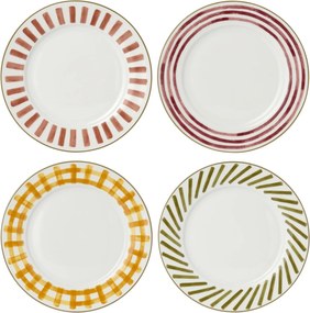 Sada 4 kameninových dezertních talířů Burgundy & Olive – Ø 20*2 cm