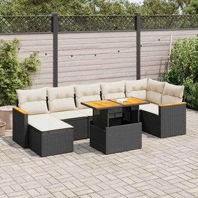 8dílná zahradní sestava s poduškami černá polyratan akácie 3327514