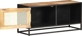 TV stolek 90x30x40 cm hrubý masivní mangovník a přírodní rákos 323144