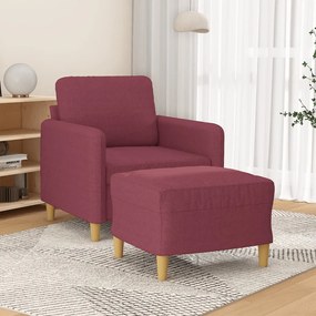 Křeslo s podnožkou vínové 60 cm textil 3201190