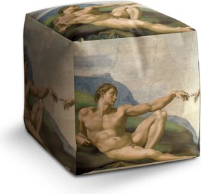 Sablio Taburet Cube Stvoření Adama - Michelangelo Buonarroti - 60x60x60 cm