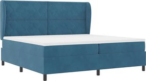 Postel s boxspringem s čelo Tmavě modrá 200 x 200 cm samet 3341004