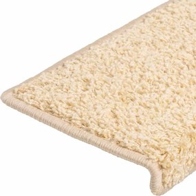 Schodové rohože 10 ks 65 x 21 x 4 cm krémové s obdélníkovým okrajem 149823