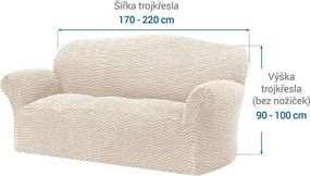 Bielastické potahy CRISTINA smetanová trojkřeslo (š. 170 - 220 cm)
