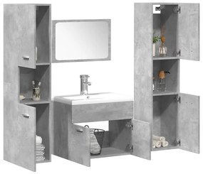 4dílný set koupelnového nábytku betonově šedý kompozitní dřevo 3324886