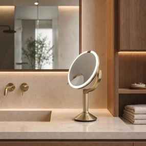 Kosmetické zrcadlo s osvětlením/zvětšovací (zvětšení 5x/zvětšení 10x) ø 20 cm Trio – simplehuman