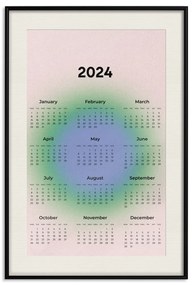 Plakát Kalendář 2024 - kalendář na kruhovém gradientním pozadí