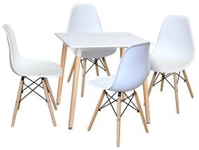IDEA Jídelní stůl 80x80 UNO bílý + 4 židle UNO bílé