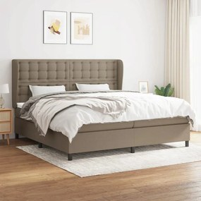Box Spring Postel S Matrací Textil Taupe tlačítka 200 x 200 cm