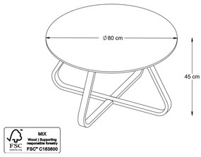 Designový konferenční stolek Valenzuela 80 cm vzor dub