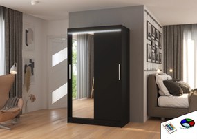 ADRK Furniture Posuvná skříň se zrcadlem a LED osvětlením BARIO 120 ADRK-SW-BAR-B-120+L